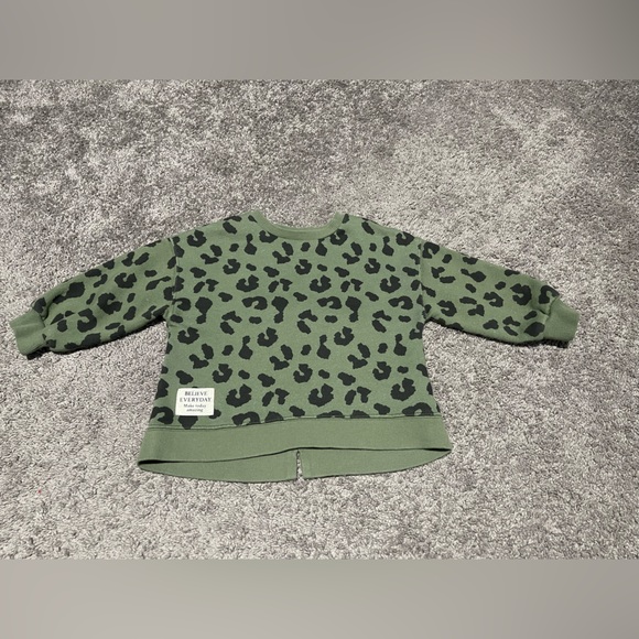 Zara | Shirts & Tops | Green Leopard Print Sweater | Poshmark